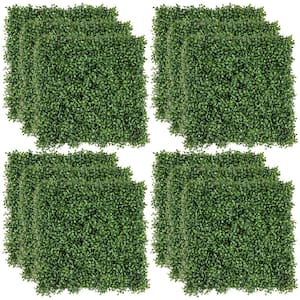 12-Piece 2 in. Light Green Artificial Boxwood Panels Wall, Privacy ...