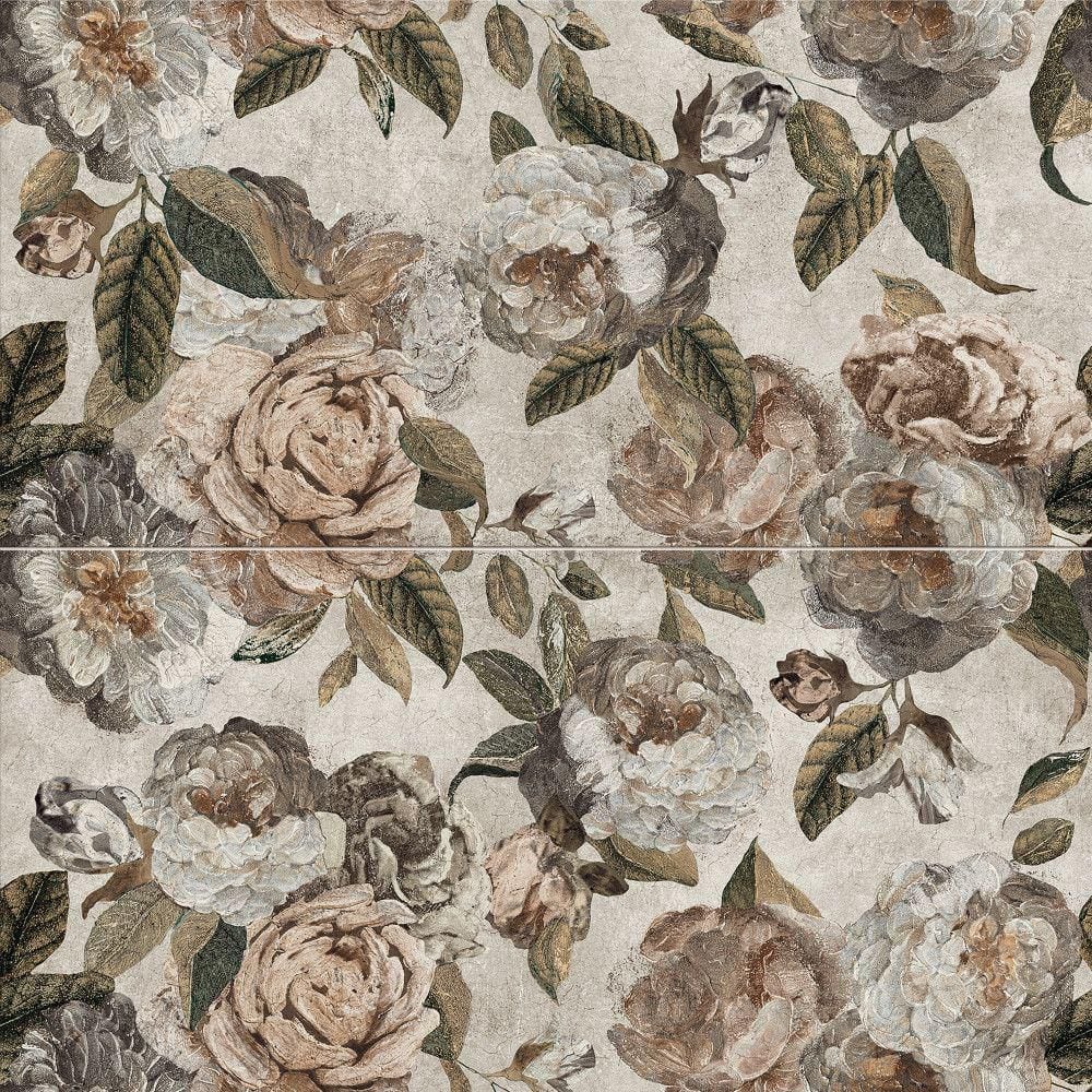 Merola Tile Parete Fiori Beige 23-1/2 in. x 47 in. Porcelain Floor and ...