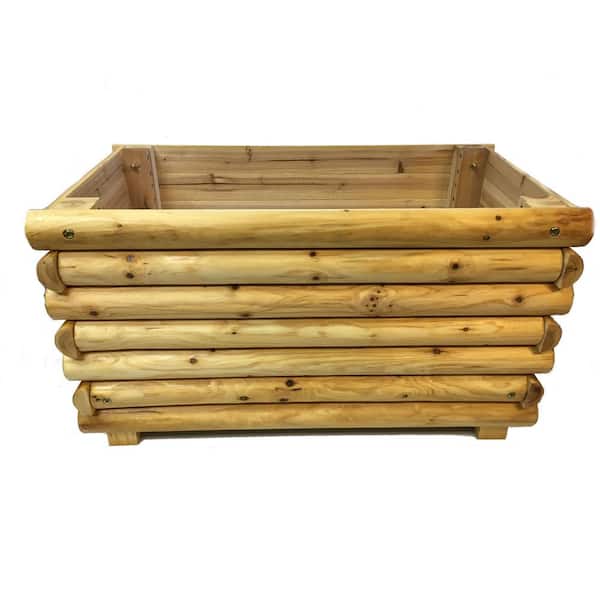 MGP 30 in. W Log Wood Rectangle Planter LRP-30 - The Home Depot