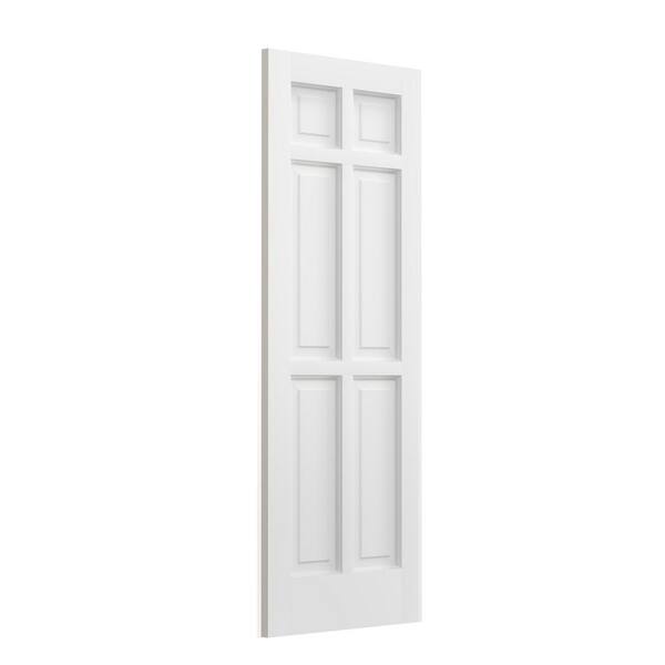 TENONER 60 in. x 80 in. 6-Panel MDF, White Primed Composite, Painted ...