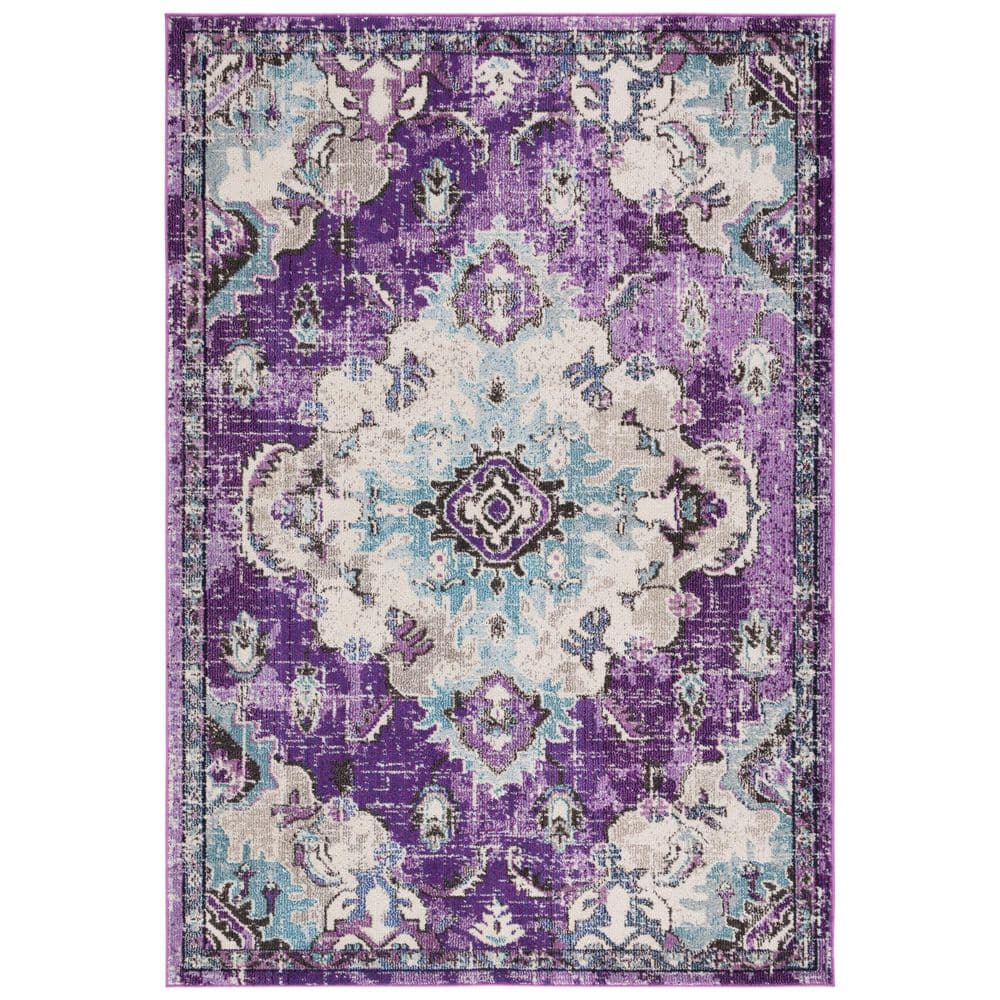 SAFAVIEH Madison Lavender/Light Blue 4 ft. x 6 ft. Border Floral ...