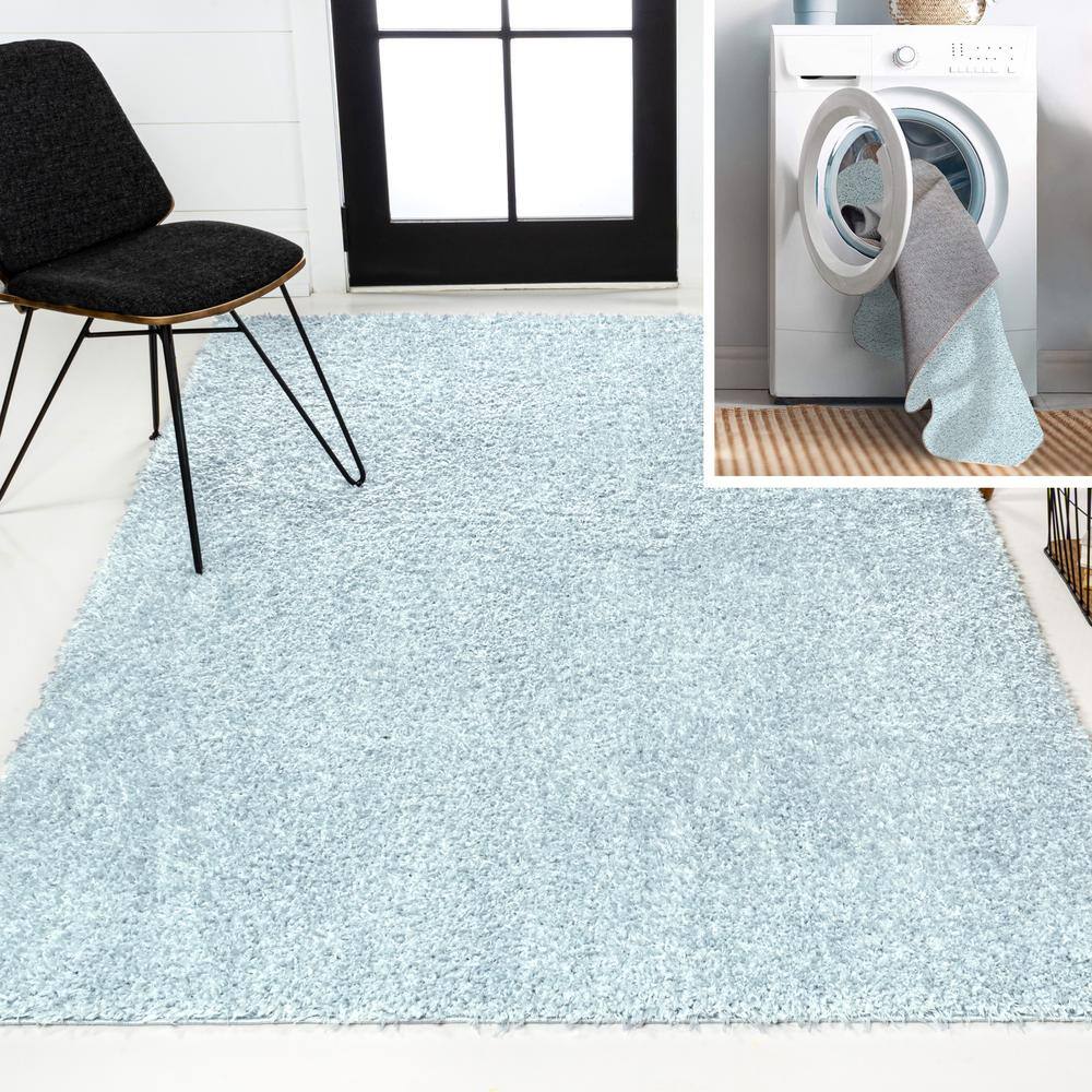JONATHAN Y Clayton Coastal Light Blue 4 ft. x 6 ft. Solid Glam Shag ...