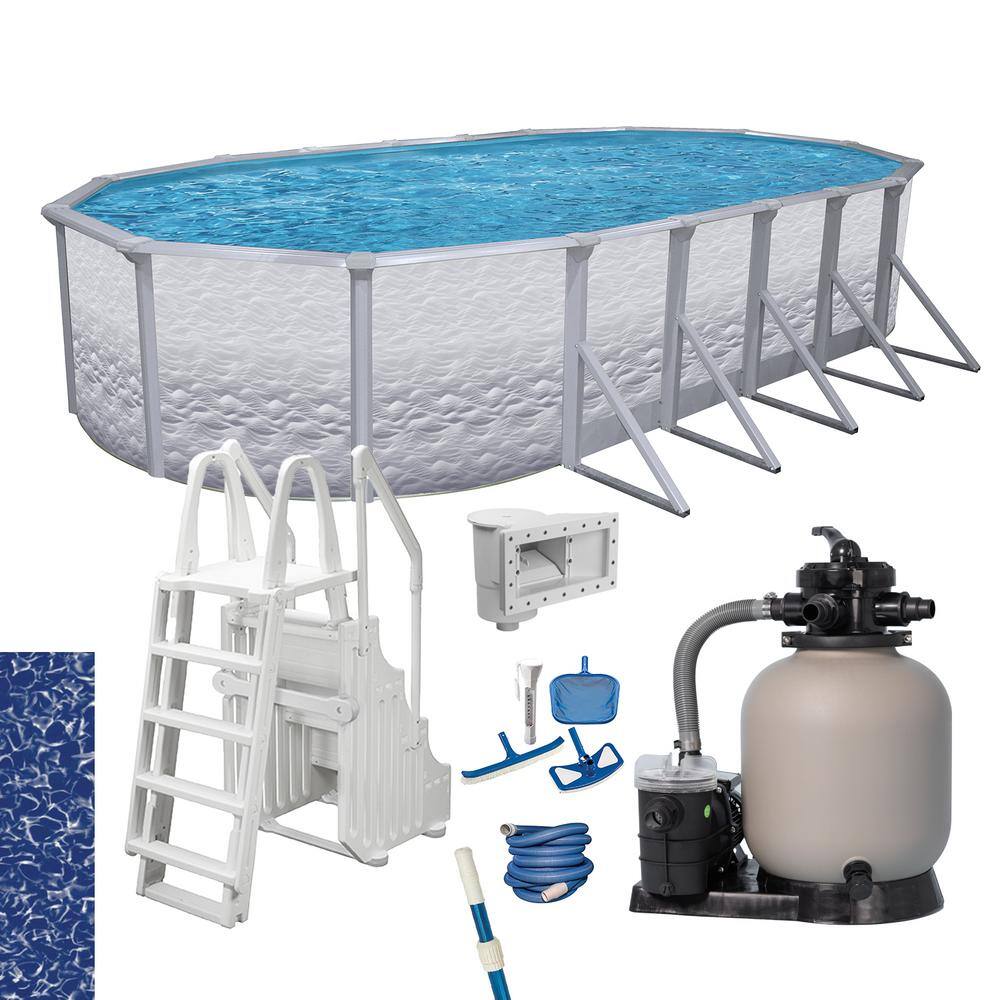 AQUARIAN Liberty 12 ft. x 24 ft. Oval 52 in. Hard Side Pool Package ...