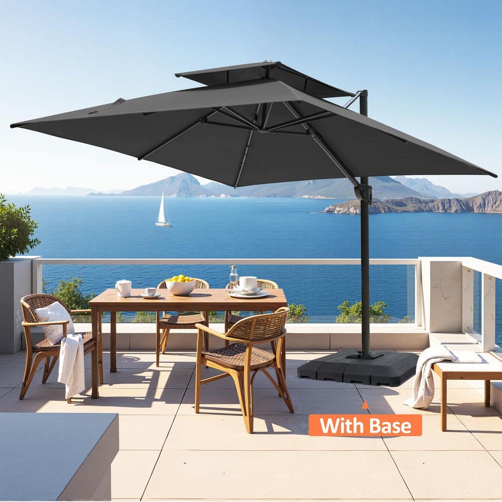 Pellebant 10 ft. x 10 ft. Double Top Aluminum 360° Rotation Tilt ...