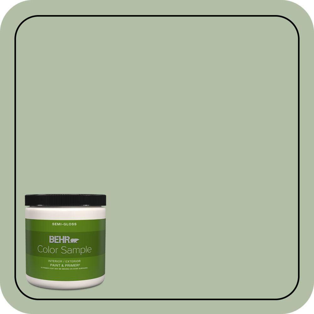 BEHR PREMIUM PLUS 8 oz. #S390-3 Creamy Spinach Semi-Gloss Interior ...
