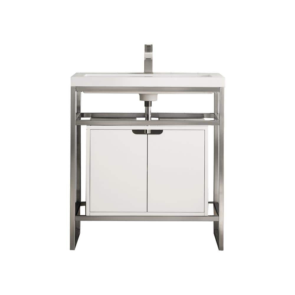 James Martin Vanities Boston 31.5 in. W Stainless Steel Console Sink ...