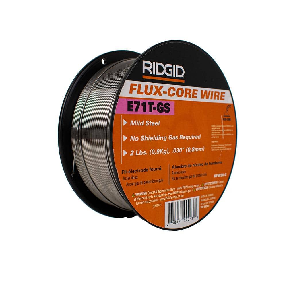 RIDGID .030 E71T-GS Flux-Core Welding Wire No Gas Required (2 lb. Spool ...