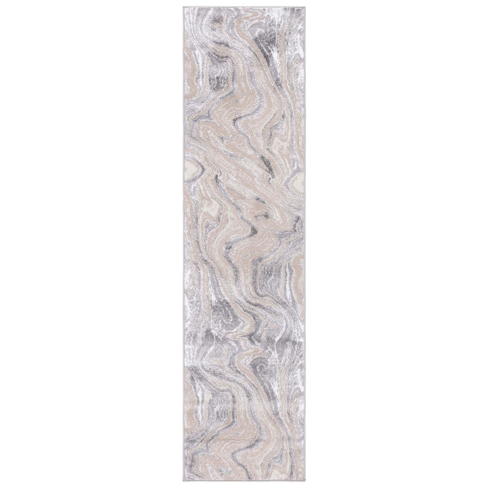 SAFAVIEH Amelia Beige/Grey 2 ft. x 8 ft. Abstract Runner Rug ALA211B-28 ...