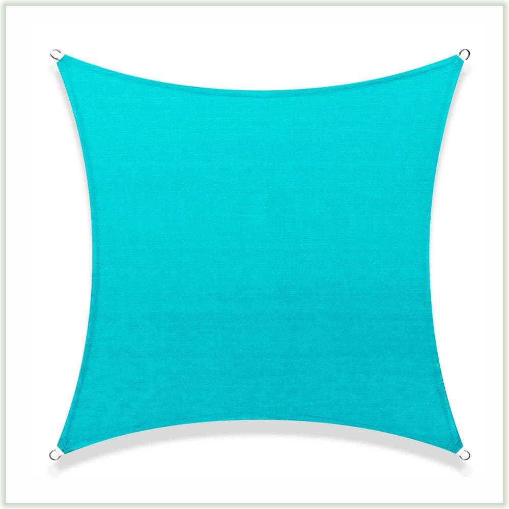 COLOURTREE 16 ft. x 16 ft. 190 GSM Turquoise Square Sun Shade Sail ...