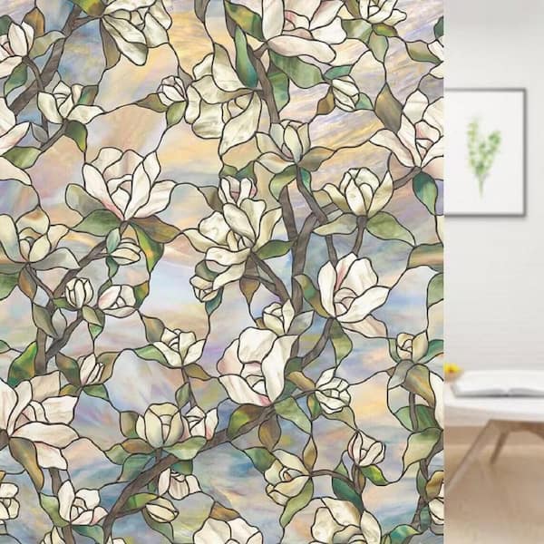 24 in. W x36 in. L Floal Decorative Frost Window Film, Splinter ...