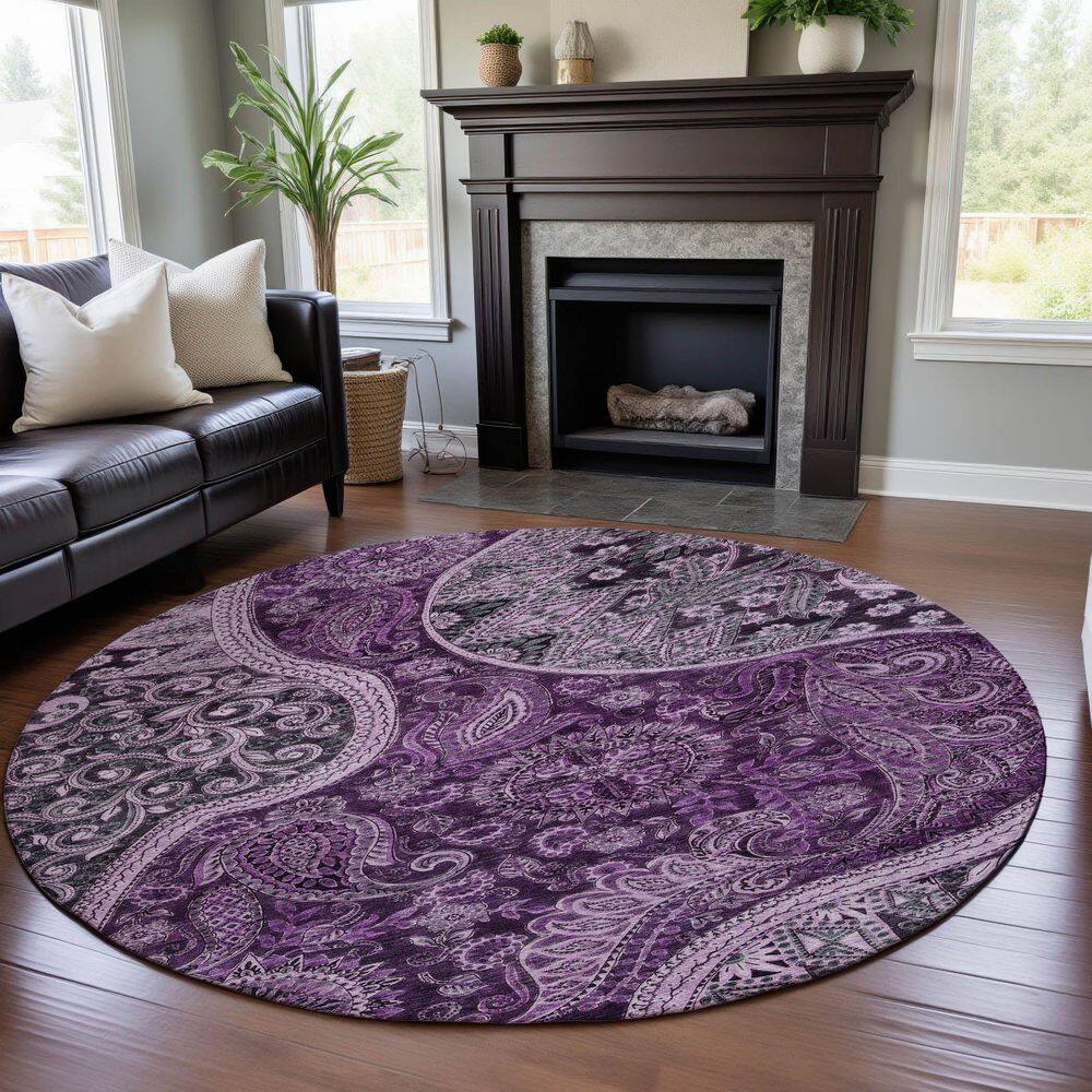 Addison Rugs Mayfield Premium Machine Washable Abstract AMF1078 Purple ...