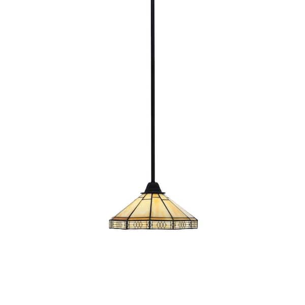 Madison 100-Watt 1-Light Matte Black Shaded Pendant Light with 10 in ...