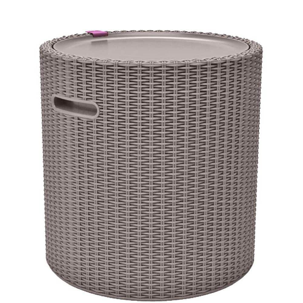 Keter Cool Stool Capuccino Round Resin Outdoor and Indoor Side Table ...