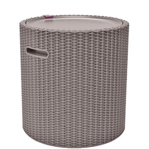 Keter Deluxe 20 in. Resin Brown Square Patio Side Table With Storage ...