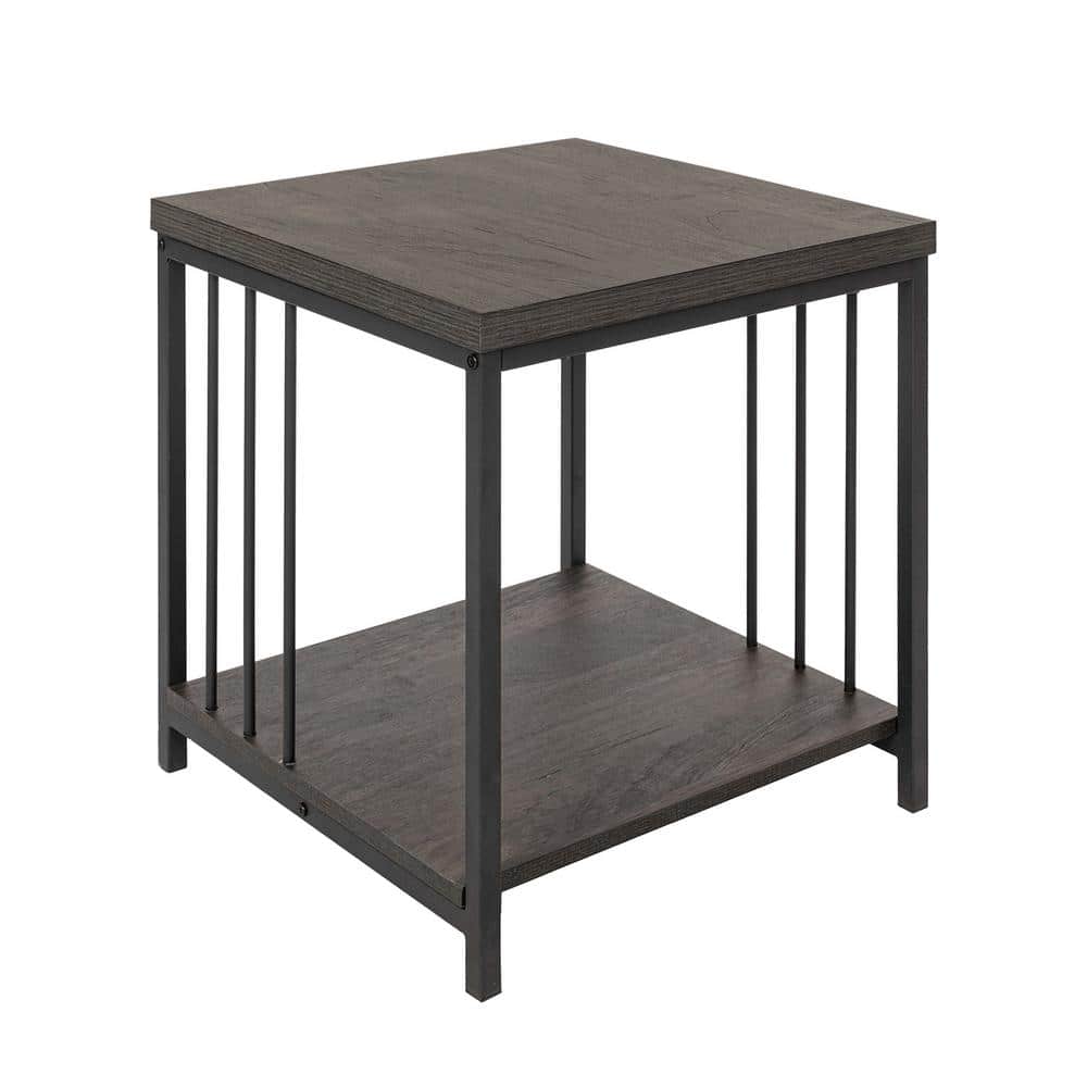 Homy Casa ZEN 19.7 in. Brown Square Wooden End Table HD-ZEN SIDE TABLE ...
