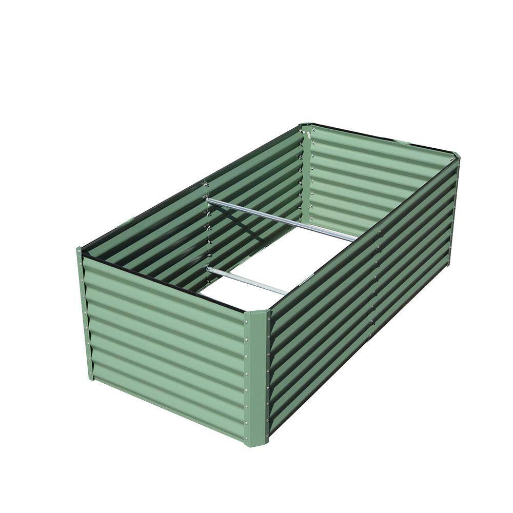 8 ft. L x 4 ft. W x 2 ft. H Green Steel Planter Box for Gardening CJ ...