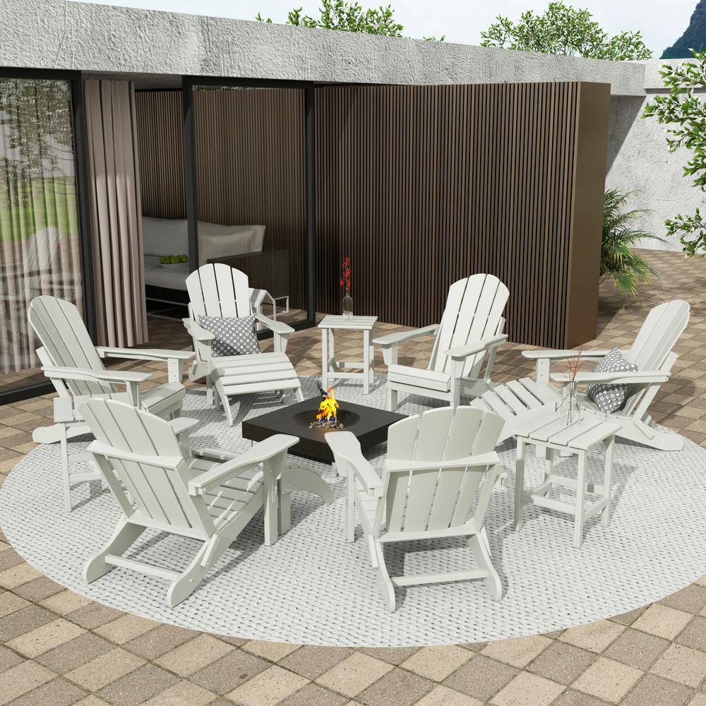 WESTIN OUTDOOR Addison Sand 12-Piece HDPE Plastic Folding Adirondack Chair Patio Conversation ...