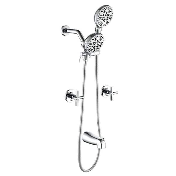 Fapully Double Handle 3-Spray Tub and Shower Faucet 2.5 GPM, 7 ...