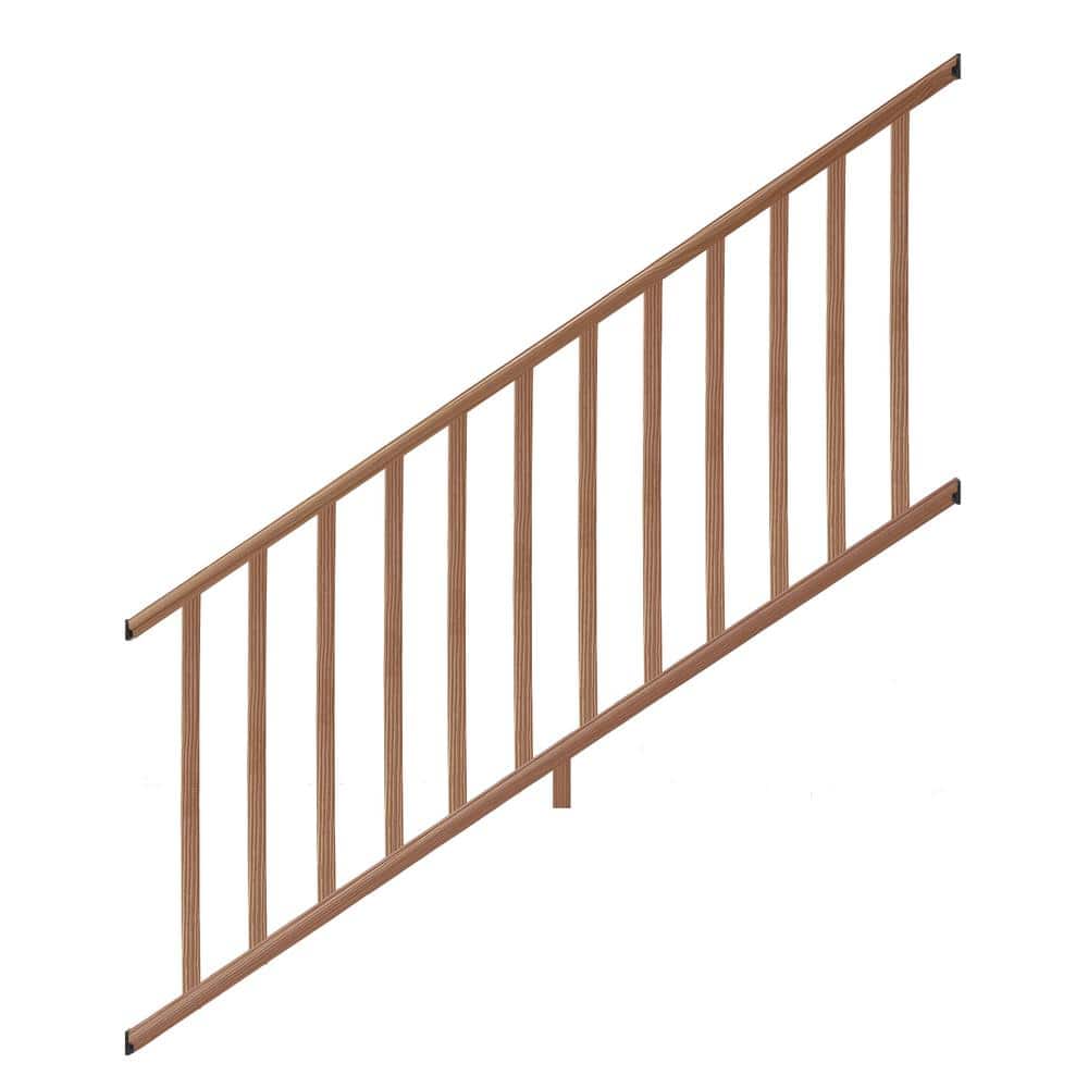 ProWood 6 ft. Walnut-Tone Southern Yellow Pine Routed Stair Rail Kit ...