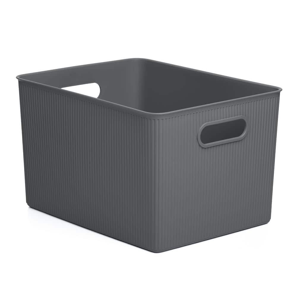 SUPERIO Superior 24 qt. Ribbed Storage Bin in Gray 923 - The Home Depot