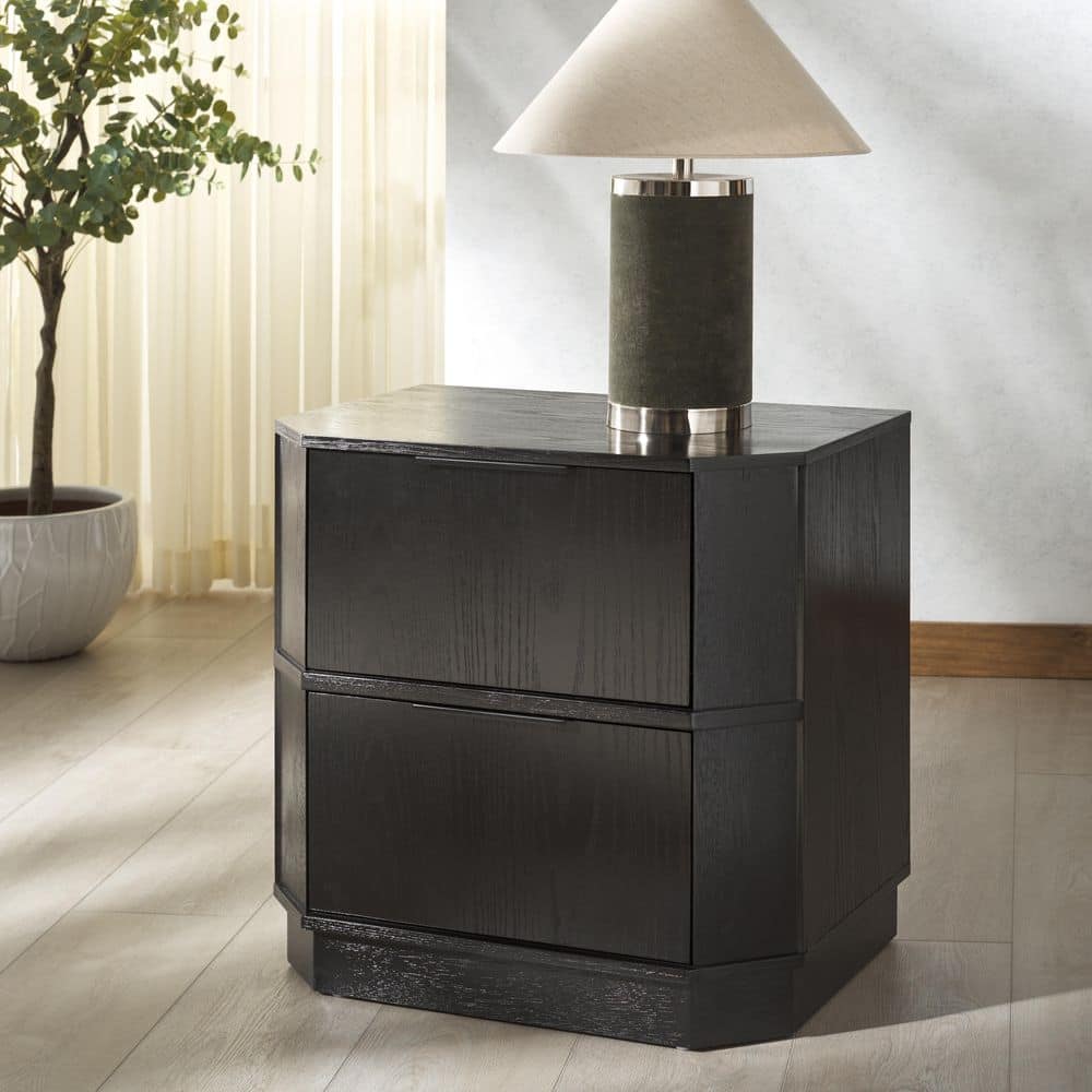 SAFAVIEH Aerilyn Black 2 Drawer Nightstand SFV2200A - The Home Depot
