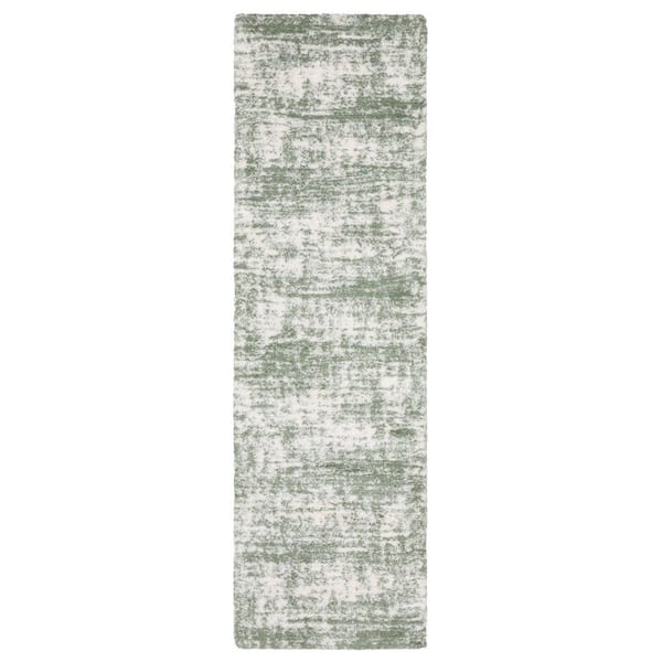 AVERLEY HOME Gale Green/Ivory 2 ft. x 8 ft. Abstract Etched Lines ...