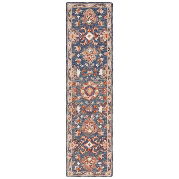 SAFAVIEH Aspen 2 ft. x 9 ft. Blue/Rust Garden Medallion Runner Rug ...
