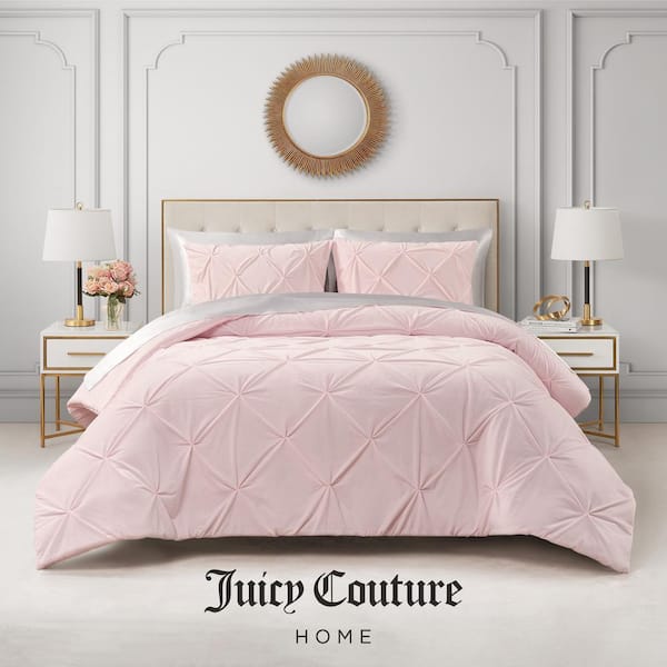 JUICY COUTURE Kiss Pleat Micro Mink 2 Piece Pale Pink Polyester Twin Twin XL Comforter Set JYZ025624 The Home Depot