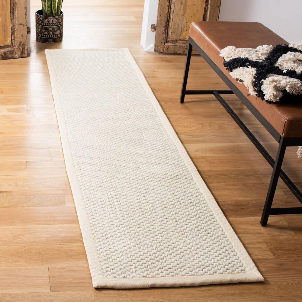 SAFAVIEH Palm Beach 2 ft. x 8 ft. Ivory Border Knit Runner Rug PAB617A ...