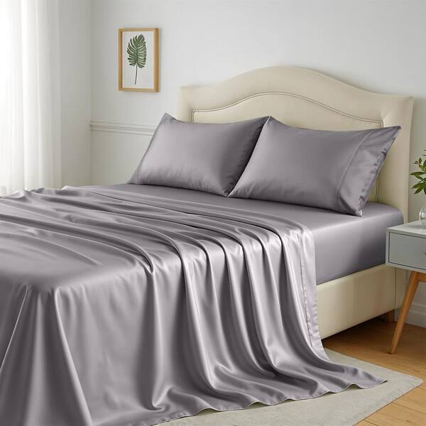 LDC LUX DECOR COLLECTION 4-Piece Gray Bamboo California King Cooling ...