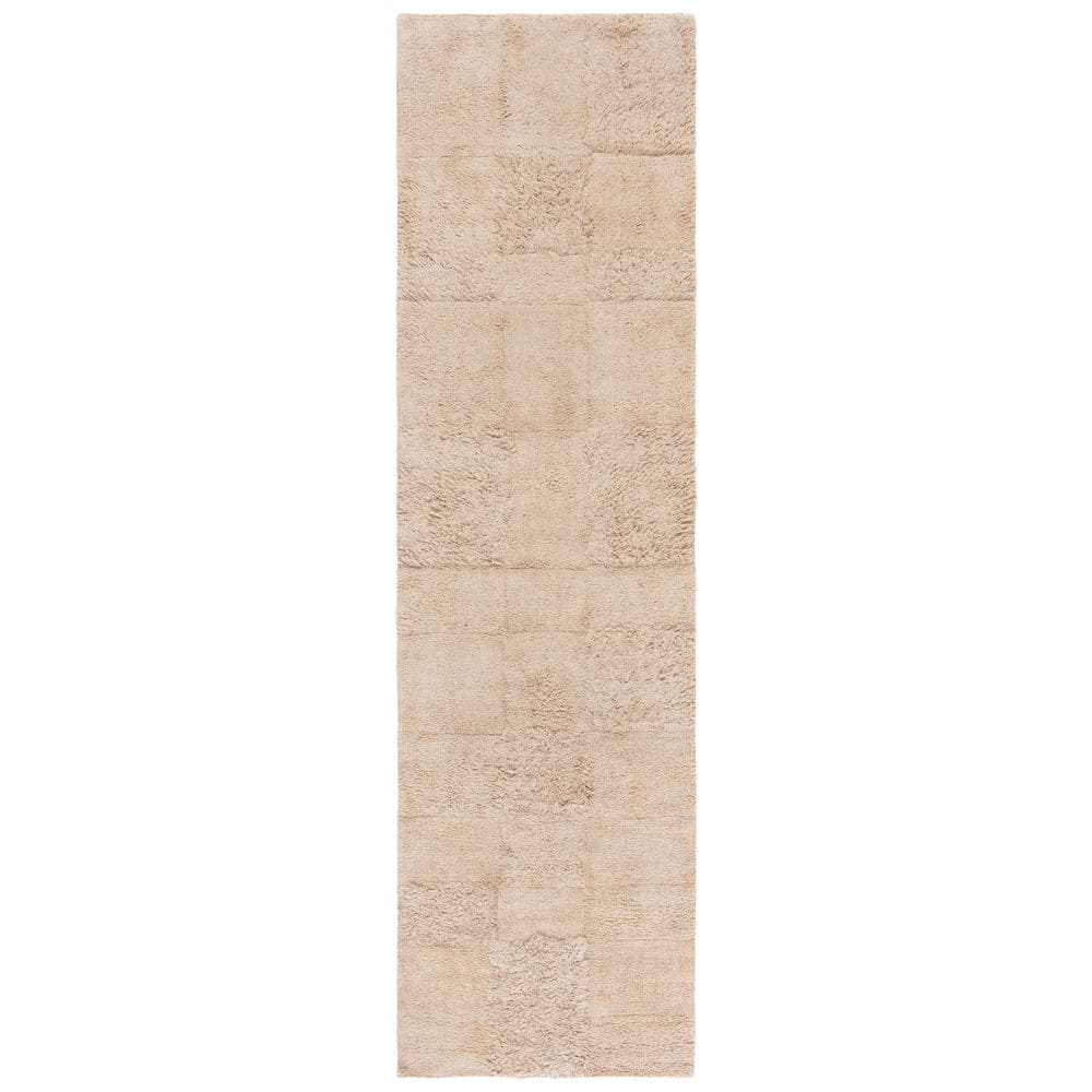 SAFAVIEH Easy Care Beige 2 ft. x 9 ft. Machine Washable High-Low Solid ...