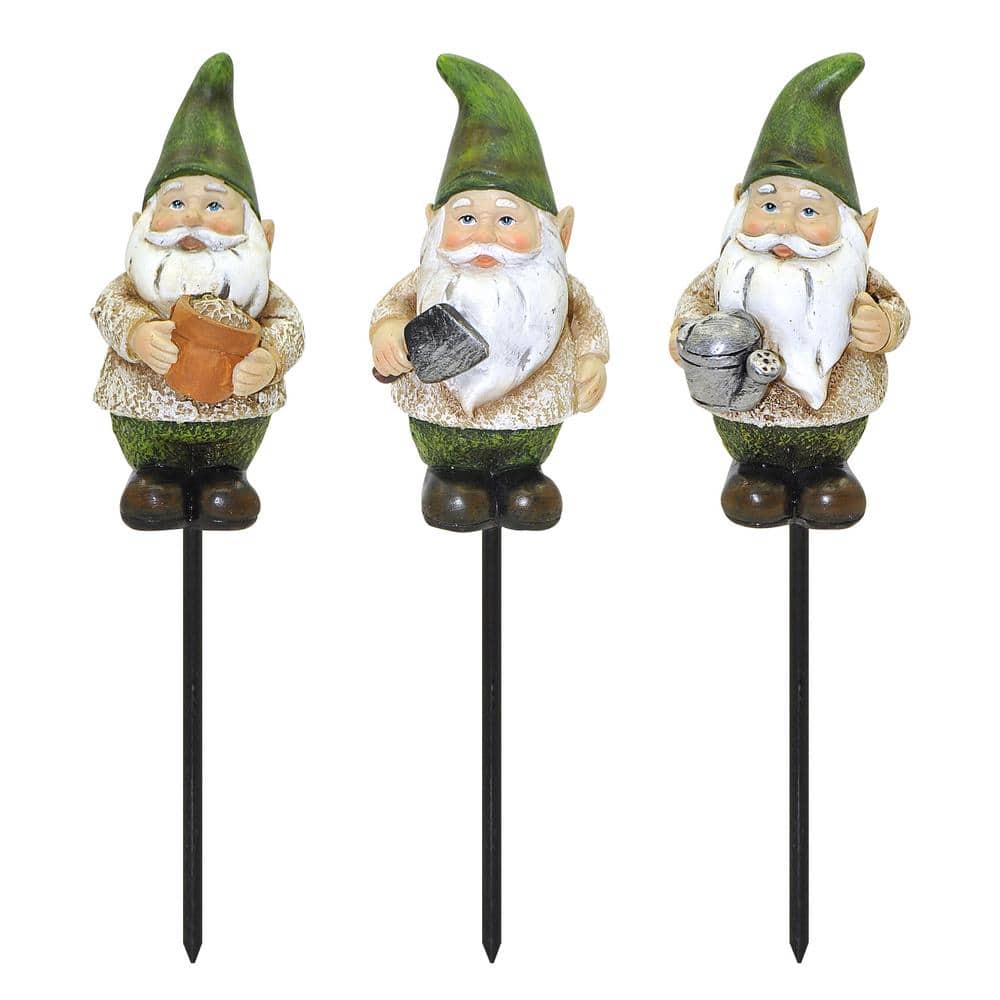 Moonrays 8 in. Rustic Gnome Plant Stake 91425SP - The Home Depot