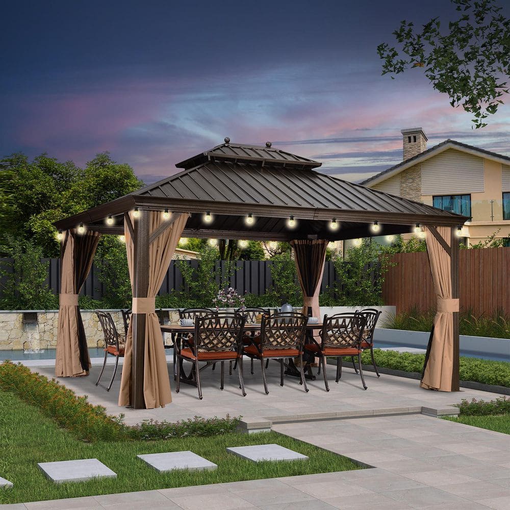Reviews for PURPLE LEAF 12 ft. x 14 ft. Bronze Patio Outdoor Gazebo for ...