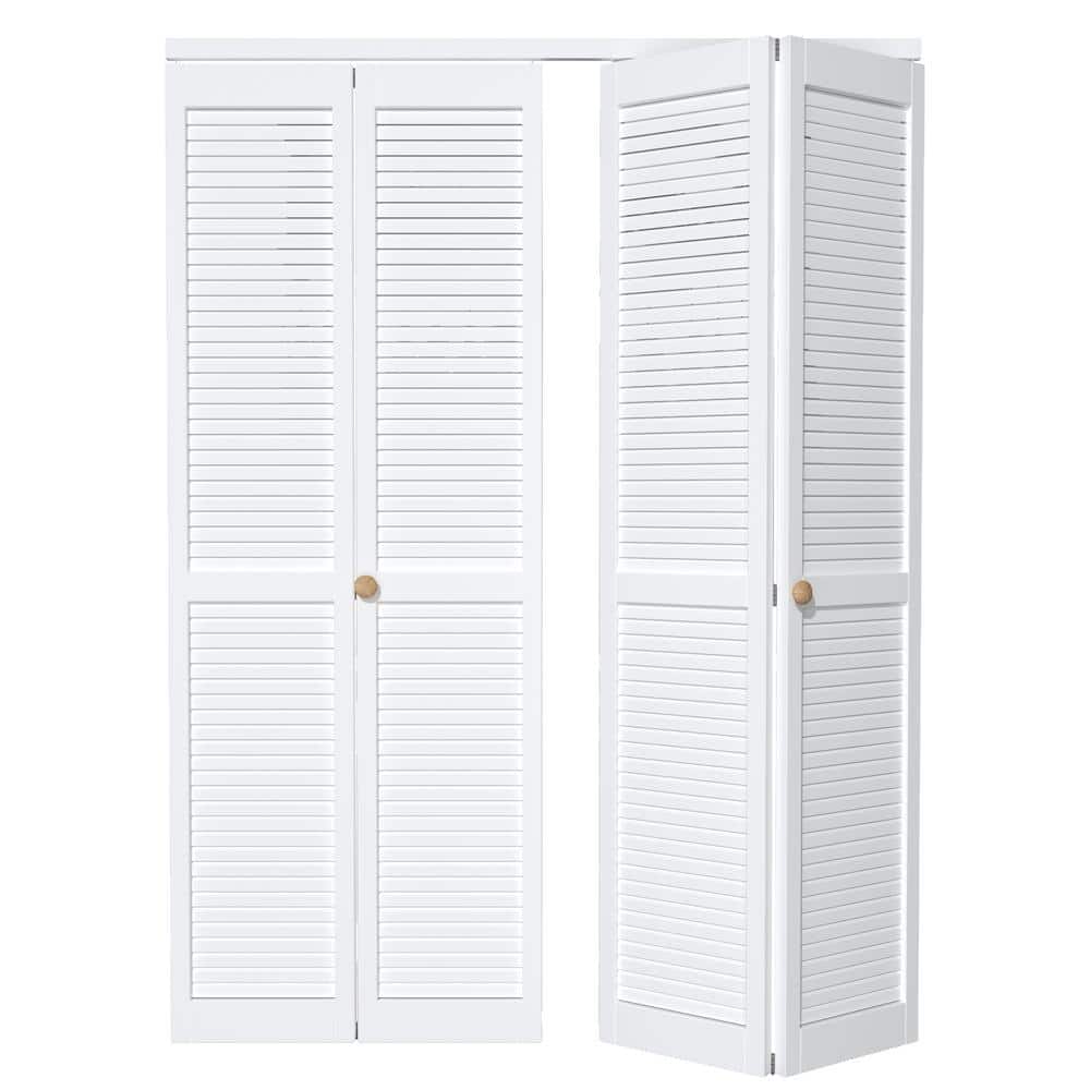 ARK DESIGN 60 in. x 80 in. Solid Core White Finished Composite Louver ...