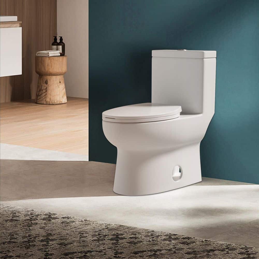 INSTER 1-piece 1.1/1.6 GPF Dual Flush Elongated Toilet in White Seat ...