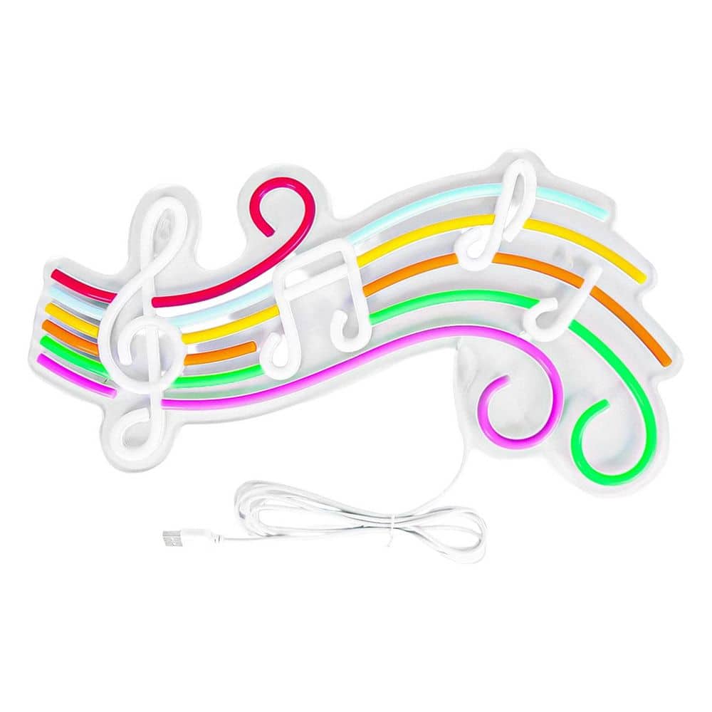 Music Neon Sign Dimmable Musical Note Staff LED Neon Light for Bedroom ...