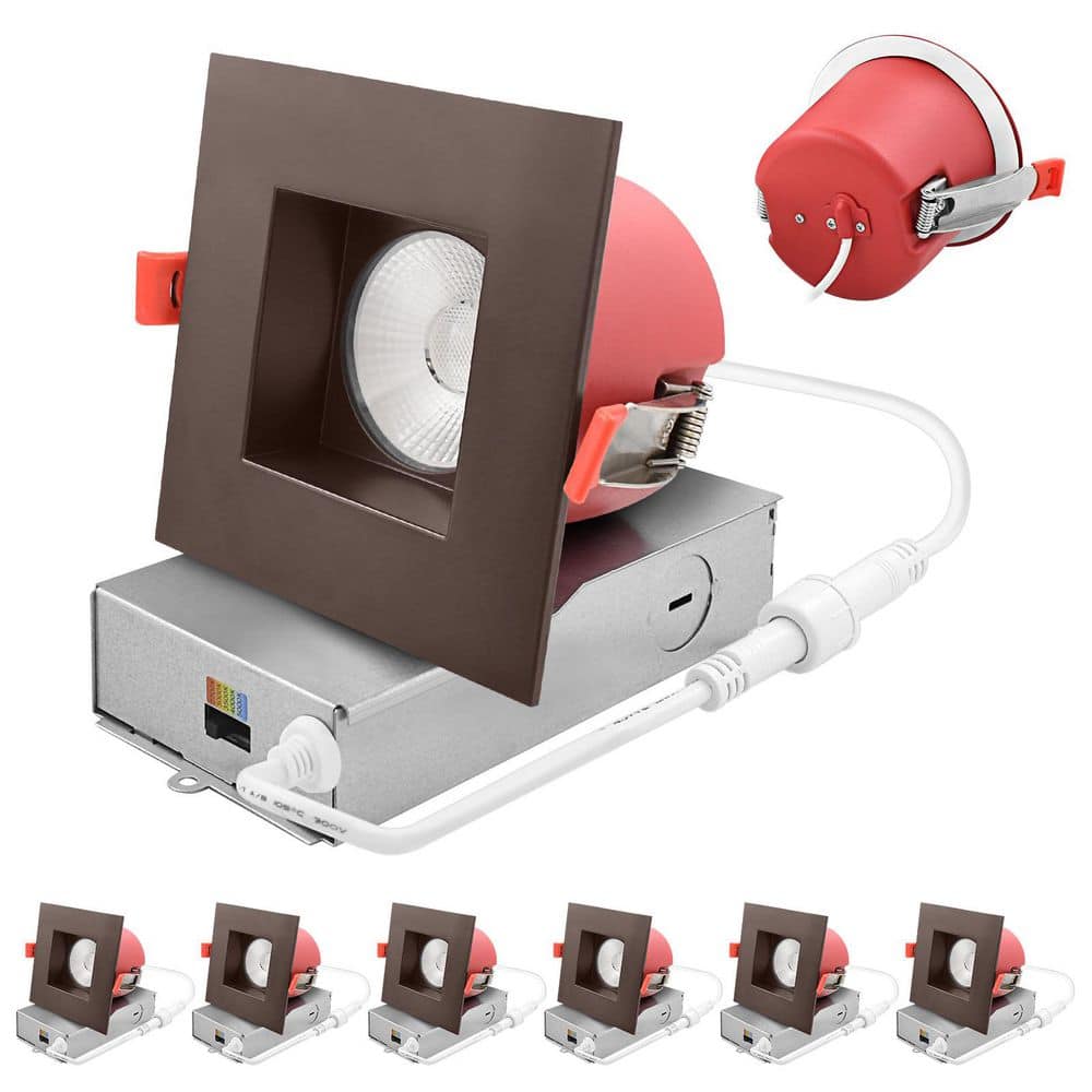 LUXRITE 4" Square Integrated LED Recessed Light J-Box 5CCT 2-Hour Fire ...