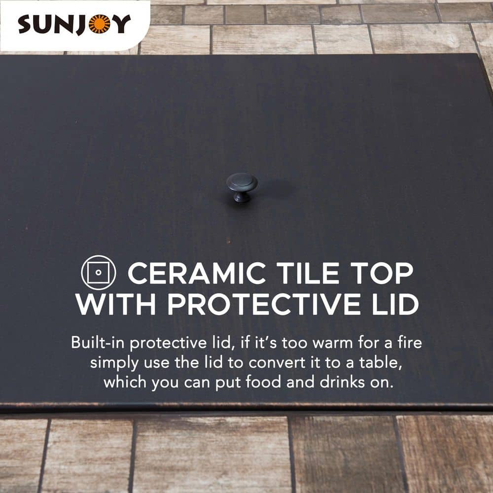 Buy Pollack Square Ceramic Tile Top with Wicker Propane Powered Fire ...