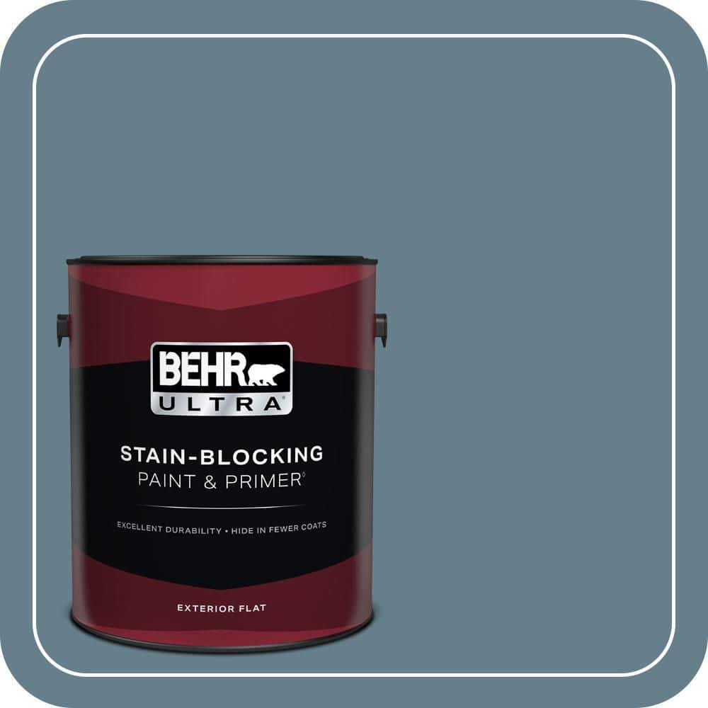 BEHR ULTRA 1 gal. #ECC-31-1 Windy Seas Flat Exterior Paint & Primer ...