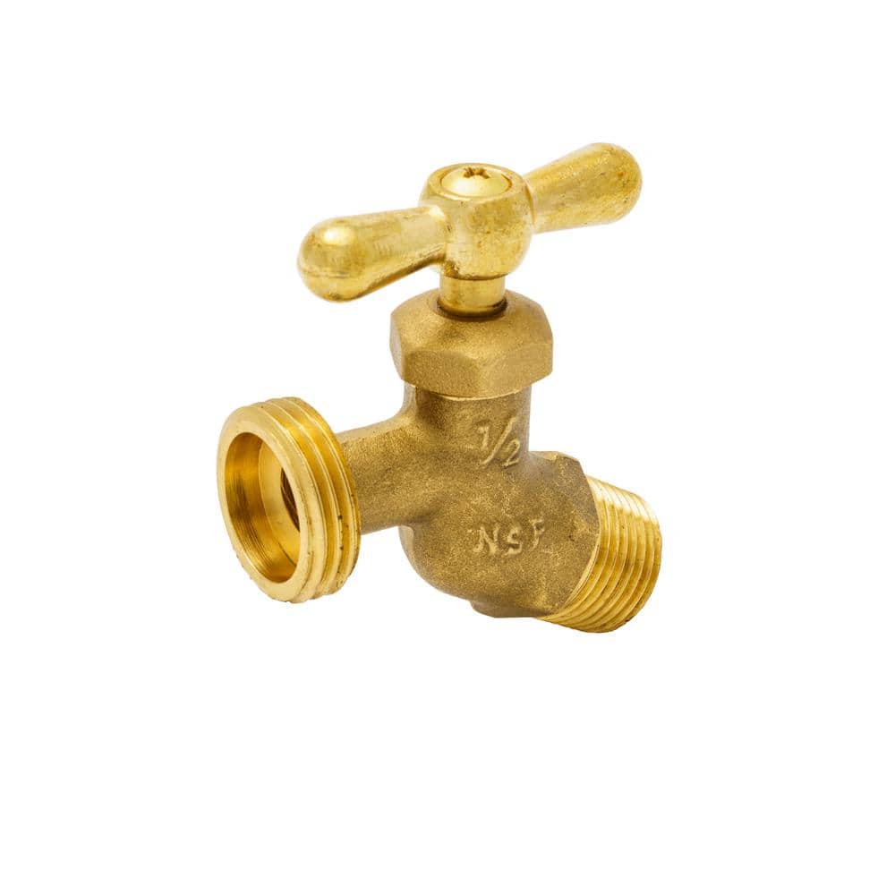 Everbilt 1/2 in. x 1/2 in. MIP Brass Multi-Turn No Kink Hose Bibb Valve ...
