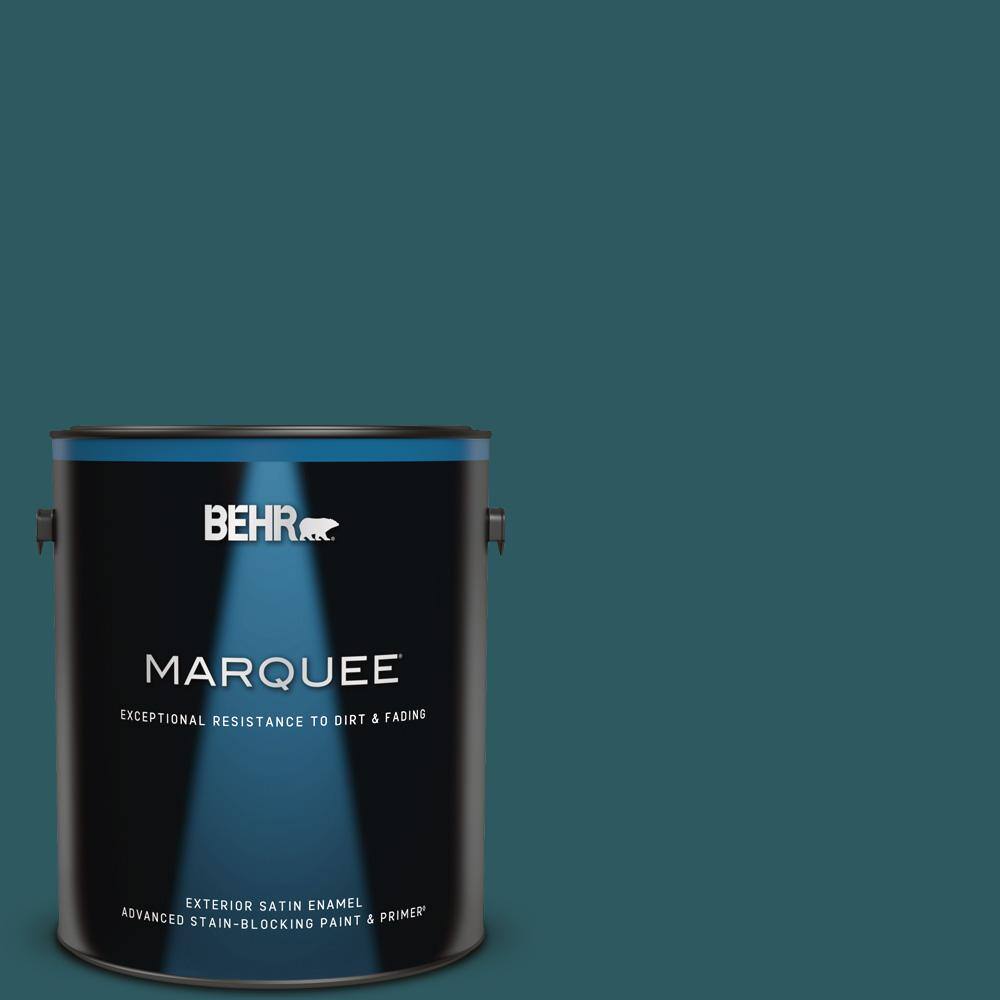 BEHR MARQUEE 1 gal. #QE-47 Petro Blue Satin Enamel Exterior Paint ...