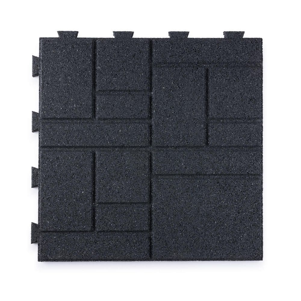 Vigoro 16 in. x 16 in. x 5/8 in. Gray Square Scape SmartLoc Rubber ...