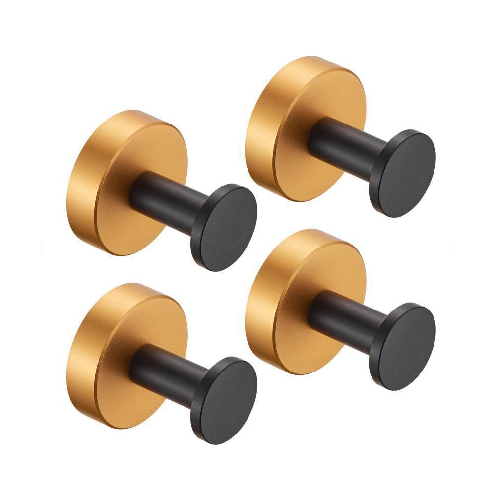 Aluminium Round Base Bathroom Robe Hook and Towel Hook in Golden Black ...