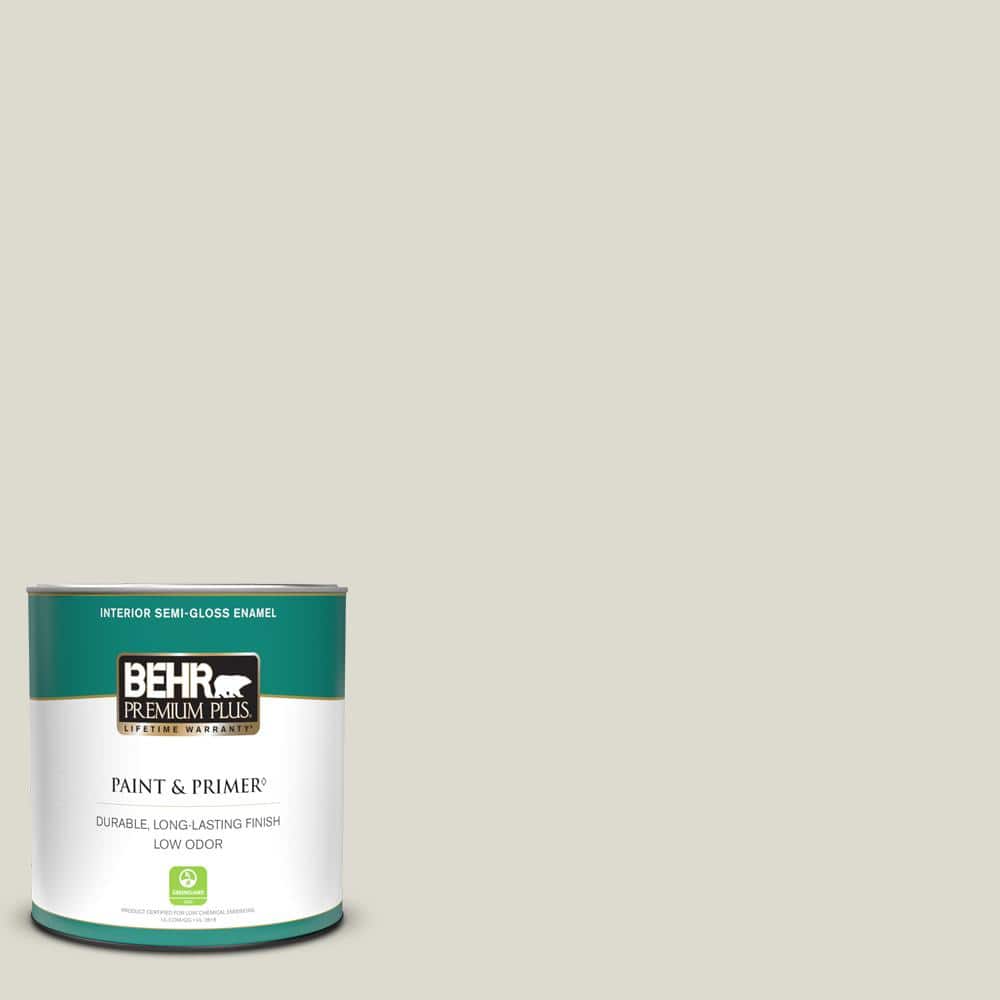 BEHR PREMIUM PLUS 1 qt. #790C-2 Silver Drop Semi-Gloss Enamel Low Odor ...