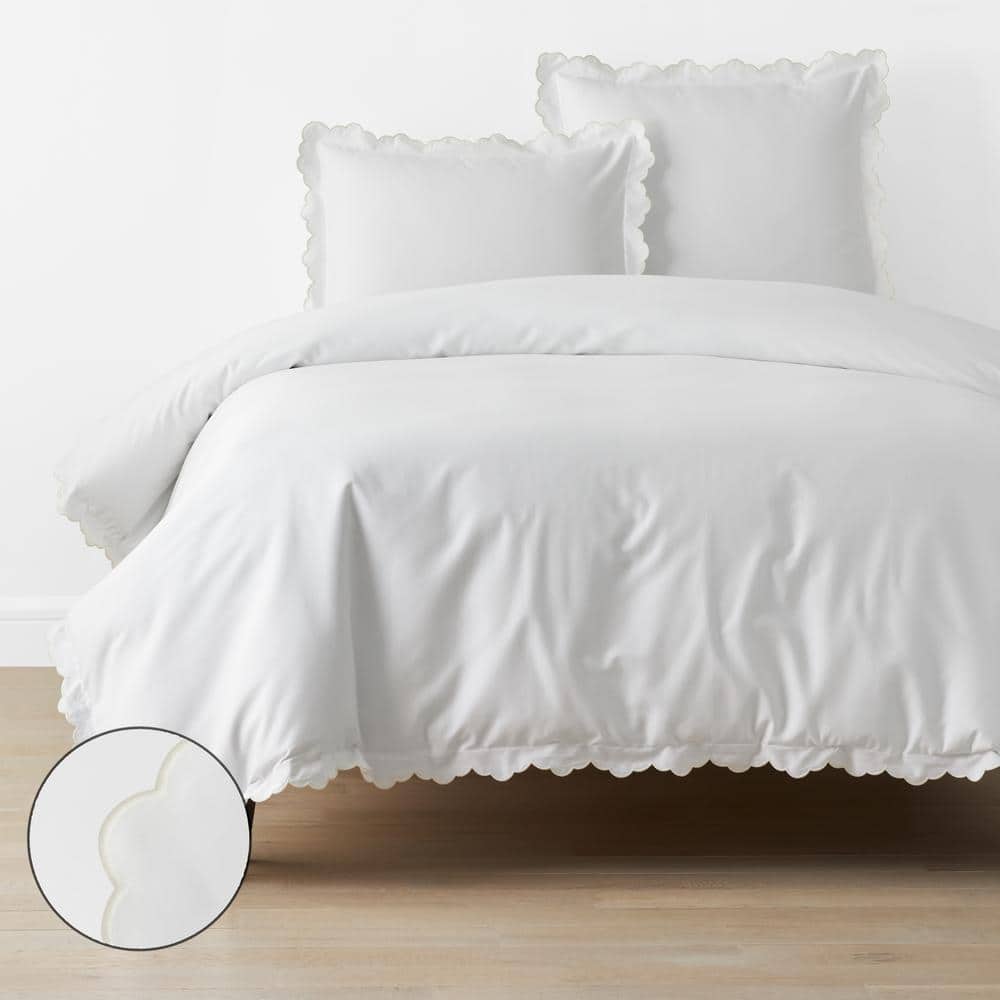 The Company Store Company Cotton Embroidered Scallop Ivory King Sateen ...