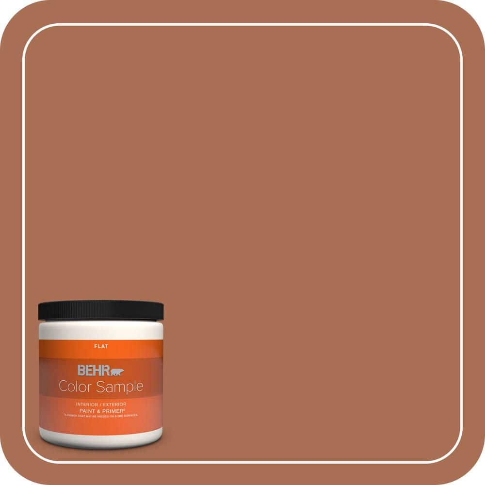 BEHR PREMIUM PLUS 8 oz. #MQ1-28 Orange Flambe Flat Interior/Exterior ...