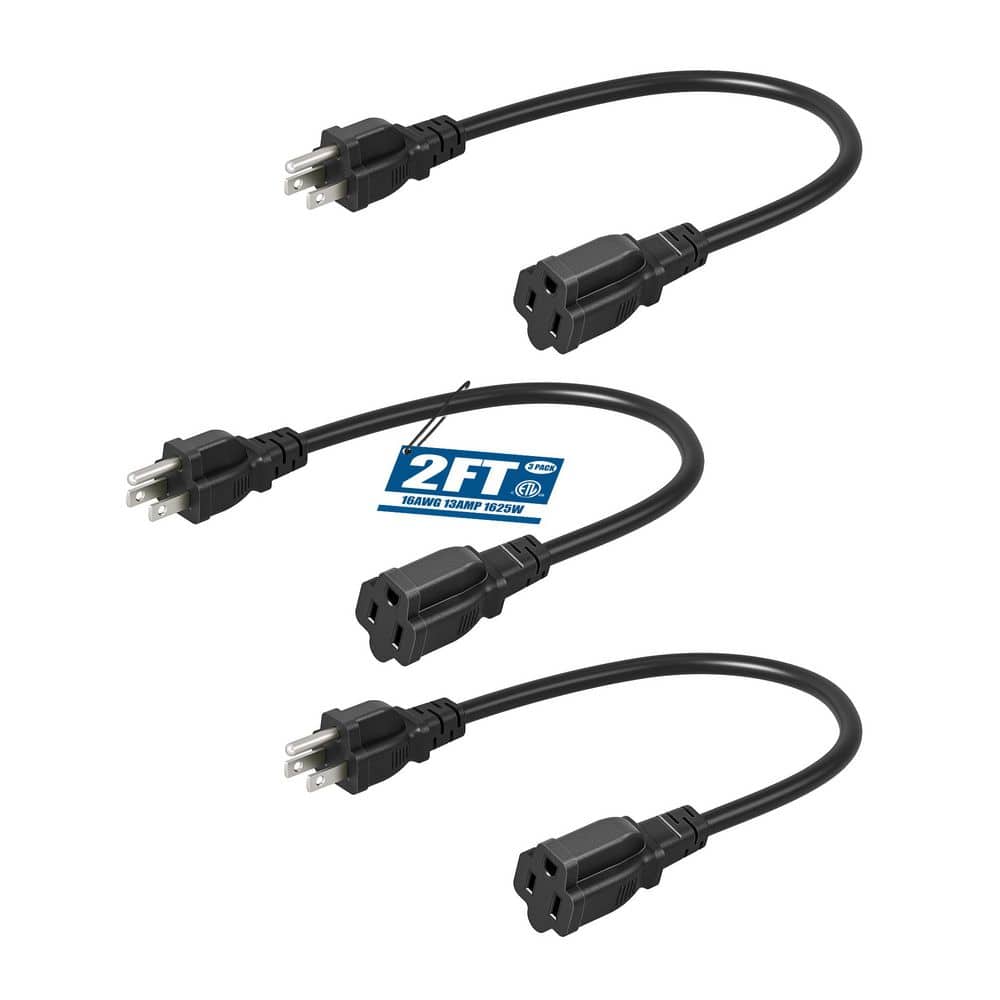 DEWENWILS 2 ft. 3-Prong Grounded Plug / 3,16 AWG SJTW Weatherproof ...