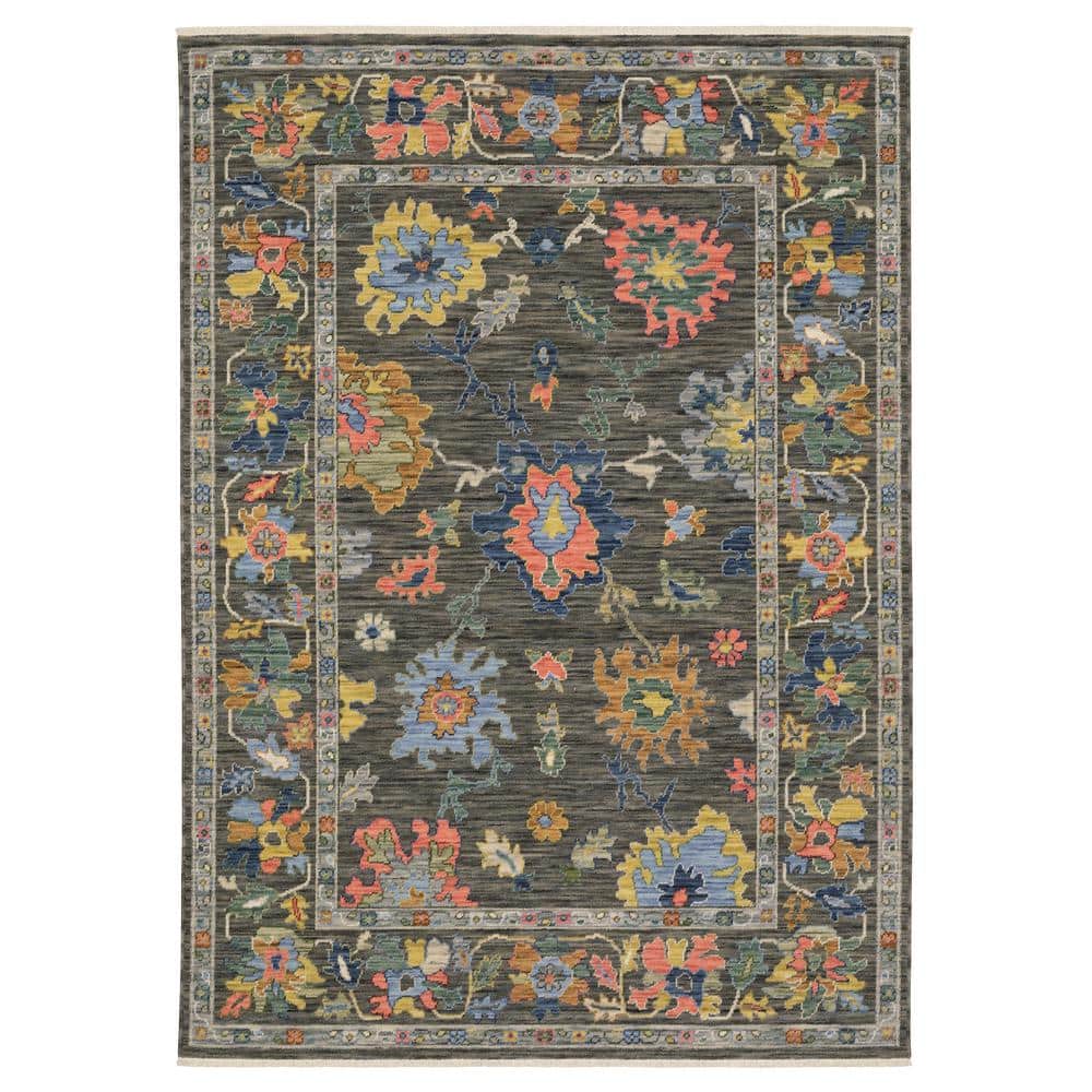 AVERLEY HOME Lavista Gray/Multi-Colored 8 ft. x 11 ft. Traditional ...