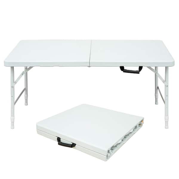 GOGEXX 47 in. L x 29 in. H White Plastic Top Folding Table Portable ...