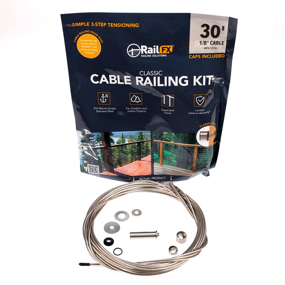 RAILFX Classic 30 ft. Stainless Steel Cable Kit for Cable Railing ...